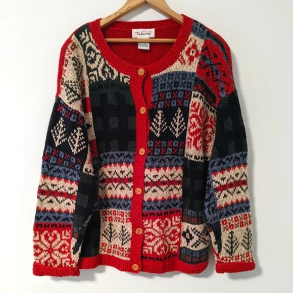 Talbots | Sweaters | Vintage Red Talbots Ugly Cottagecore Patchwork ...
